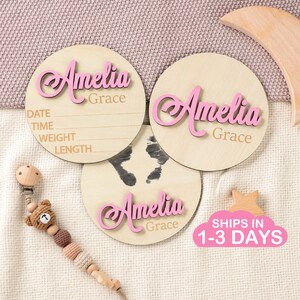 Personalized Baby Footprint Sign Newborn Gift, Announcement Sign Baby ...