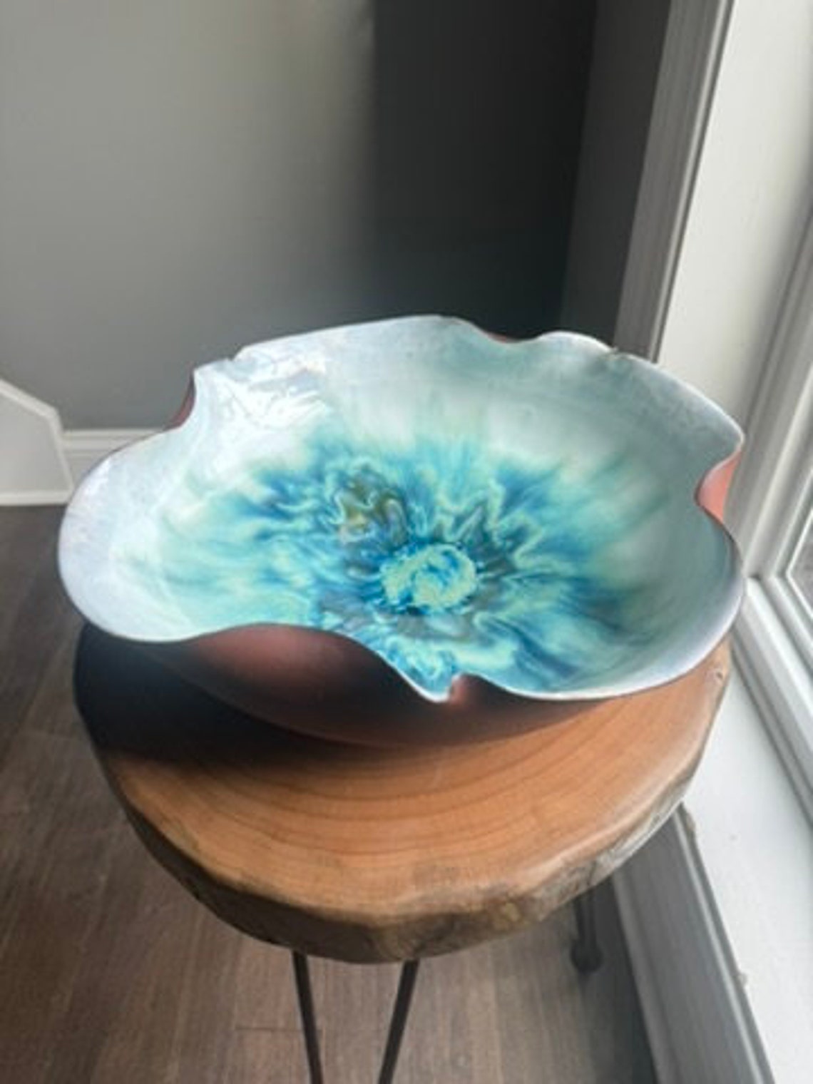 Huge Handmade, Wheel-thrown and Altered Ceramic Bowl. Raw Red Clay on ...