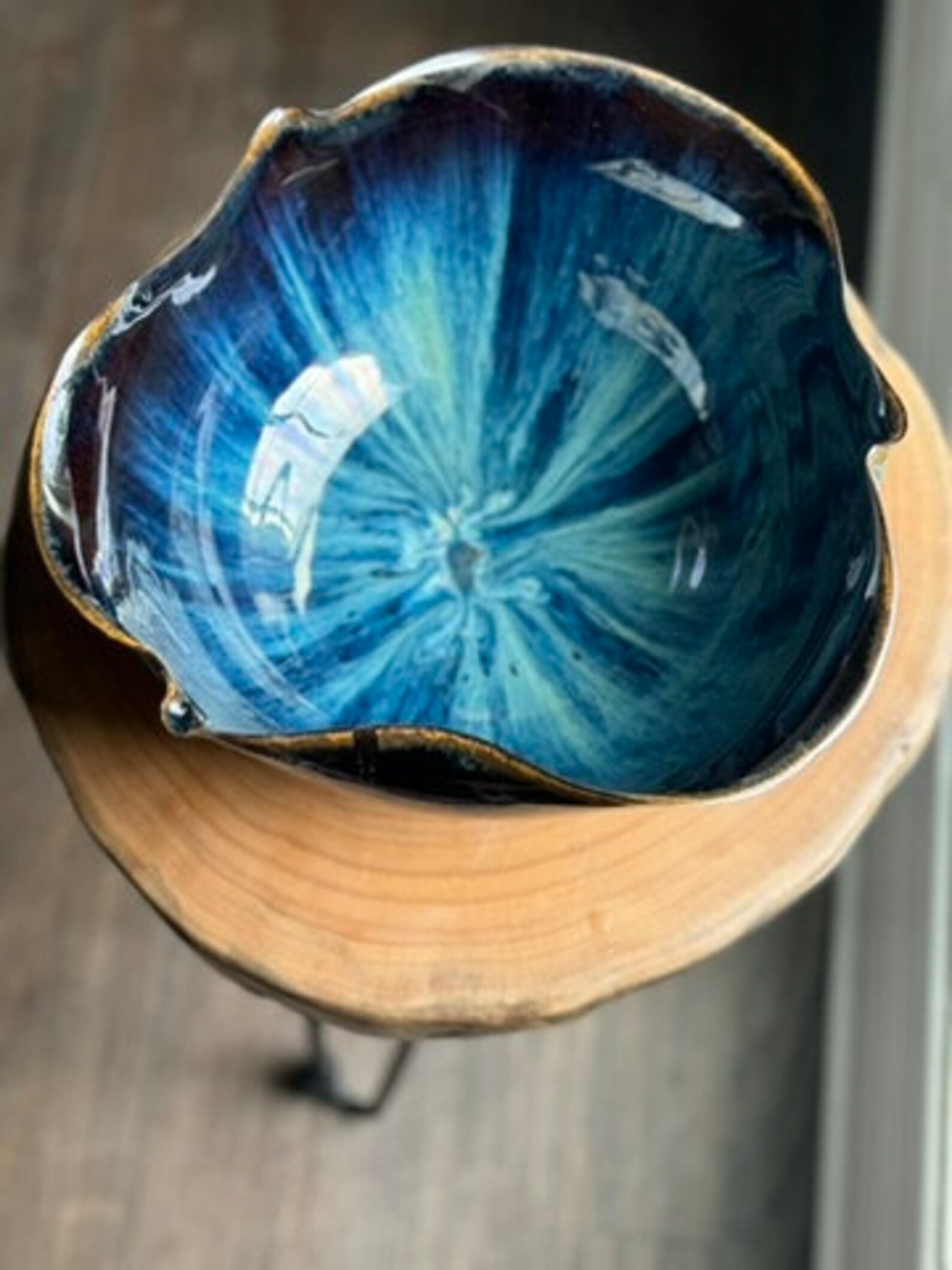 Handmade Wheel Thrown Pottery Bowl That Is Altered To Make An Organic