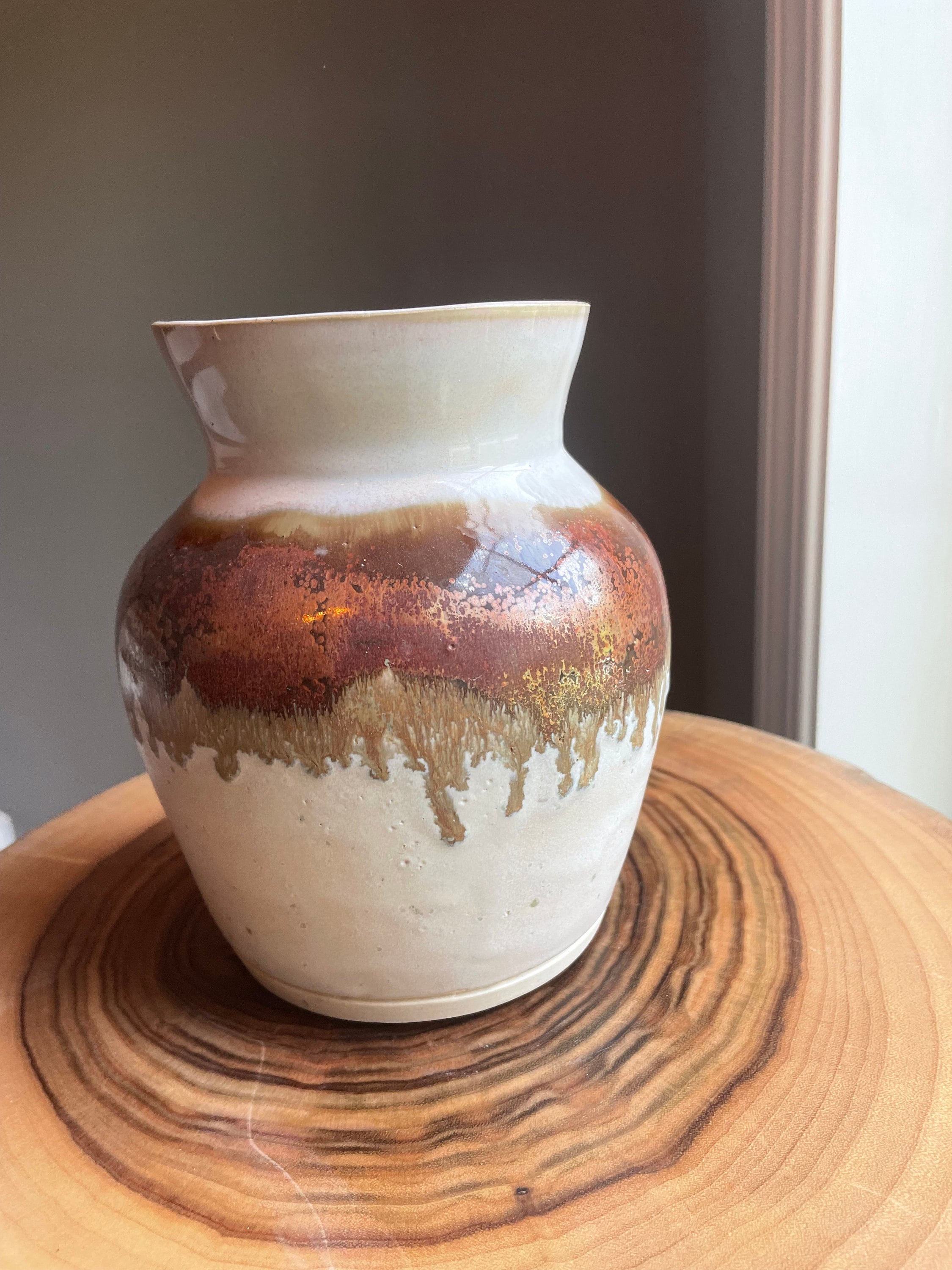 Beautiful Ceramic Copper and White Wheel-thrown Vase. Unique, One of a ...