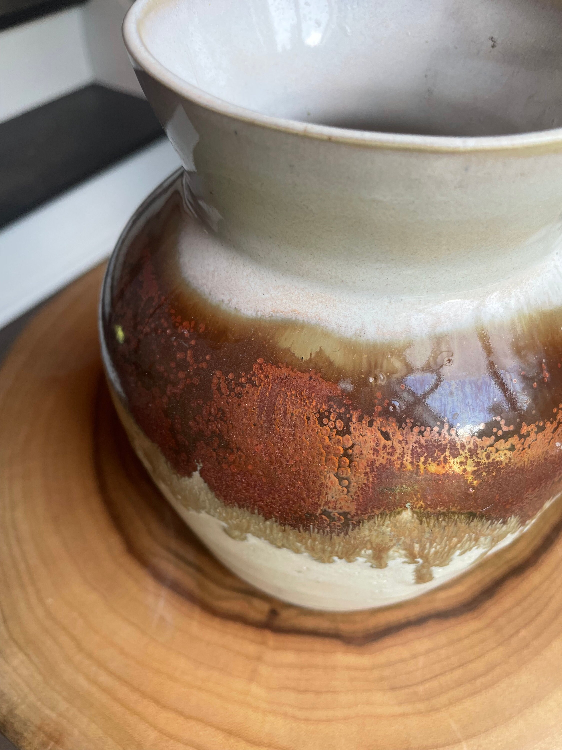 Beautiful Ceramic Copper and White Wheel-thrown Vase. Unique, One of a ...