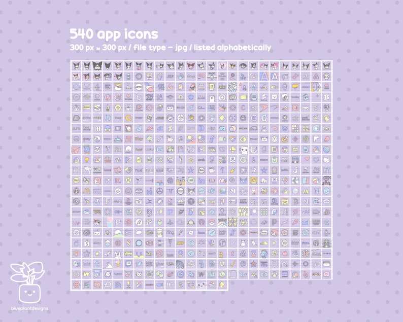IOS 16 App Icons 540 Icons Cute Kawaii Purple Goth Bunny - Etsy