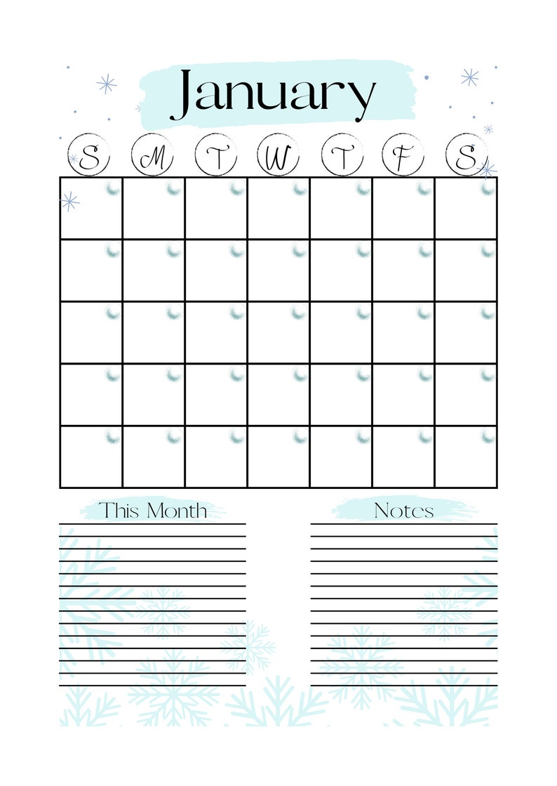 Instant Printable Monthly Calendar, A4, A5, Letter, Monthly Planner - Etsy