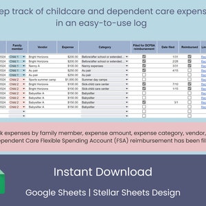 Childcare Dependent Care FSA Expense Reimbursement Tracker Google ...