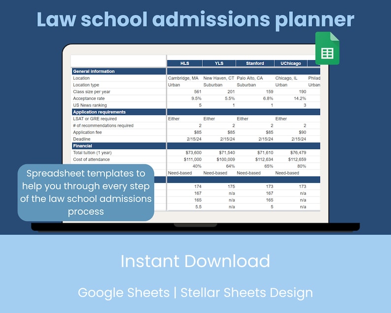 Law School Application Tracker Comparison Graduate Admissions Planner ...