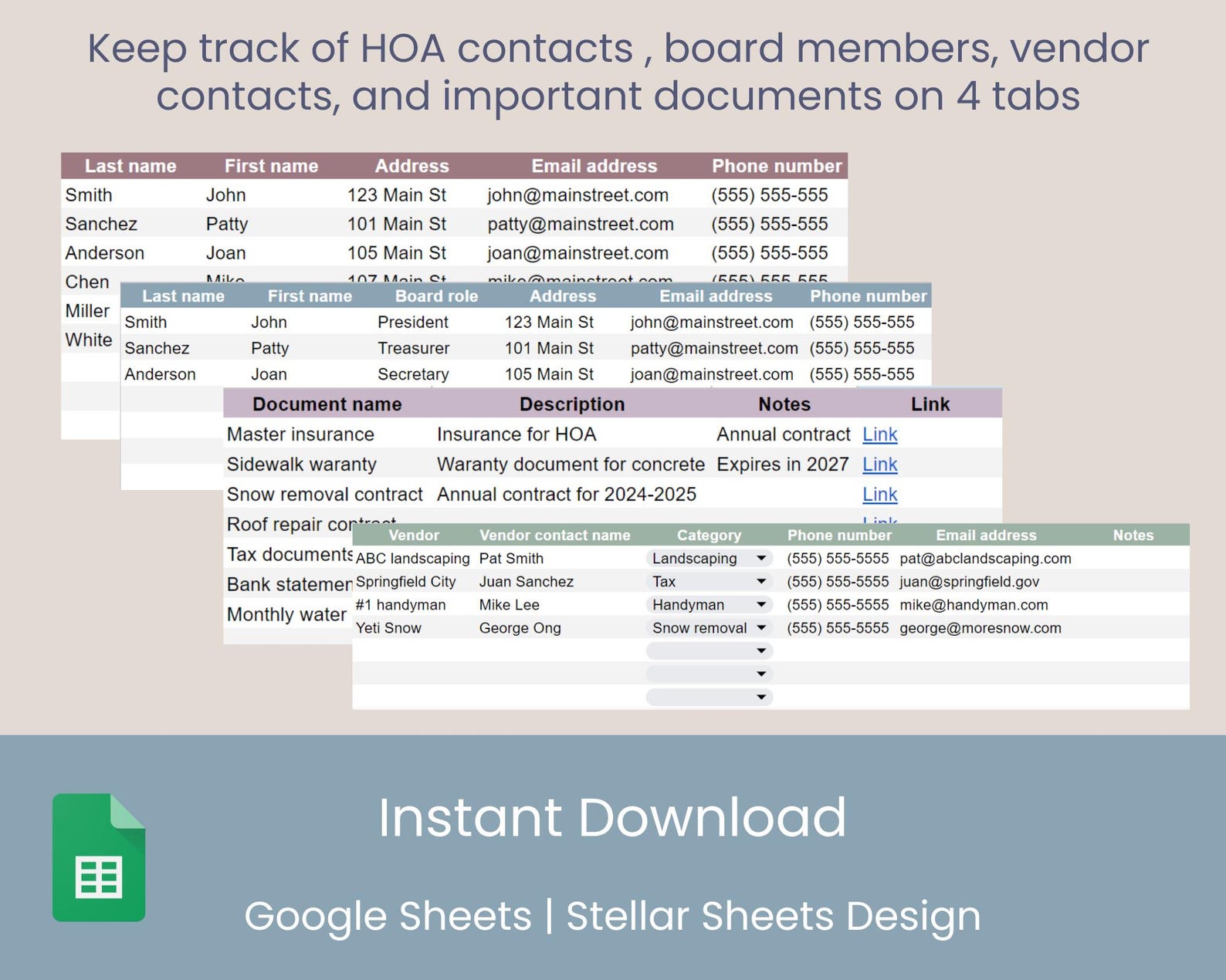 HOA Income & Expense Tracker: Google Sheets Template (digital Download ...