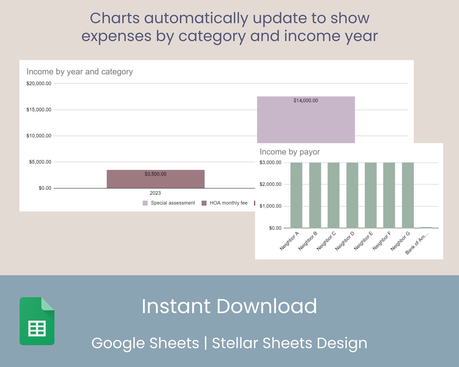 HOA Income & Expense Tracker: Google Sheets Template (digital Download ...