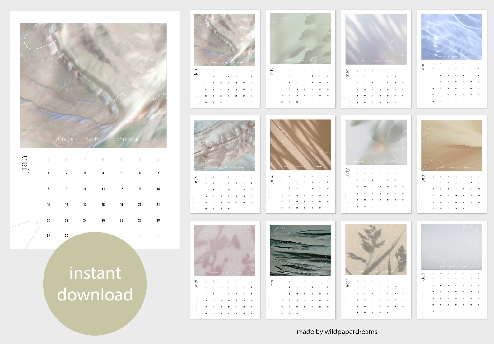 2023 Calendar Printable, Minimalist Calender 2023, Calendar 2023, 2023 ...