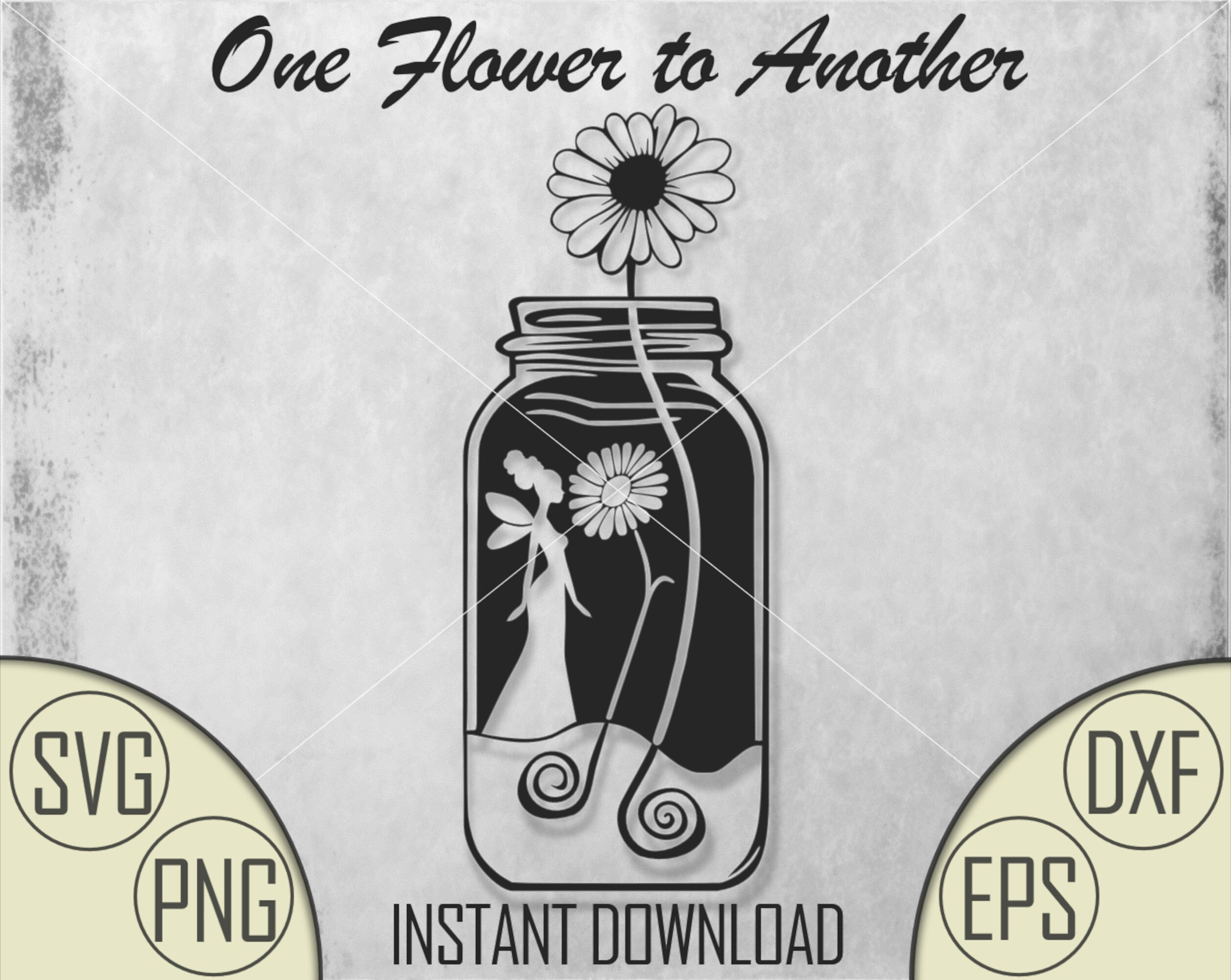 One Flower to Another SVG |line Art |PNG |cut File Clipart Vector ...