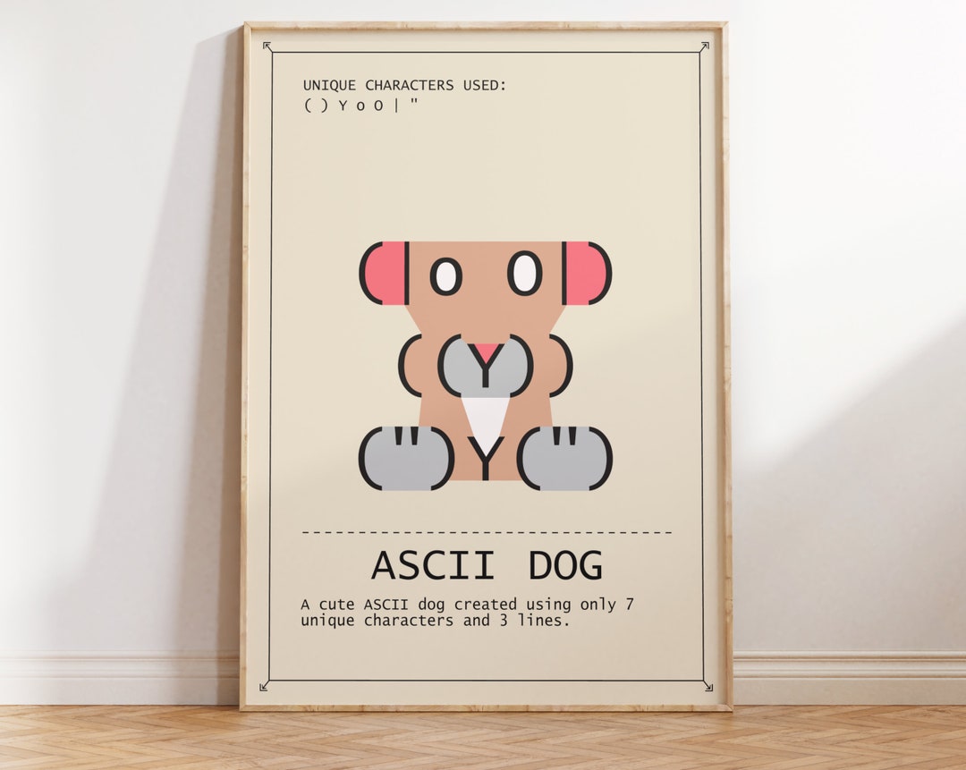 ASCII Dog Wall Art Modern Print Architecture Print Minimal Wall Art ...
