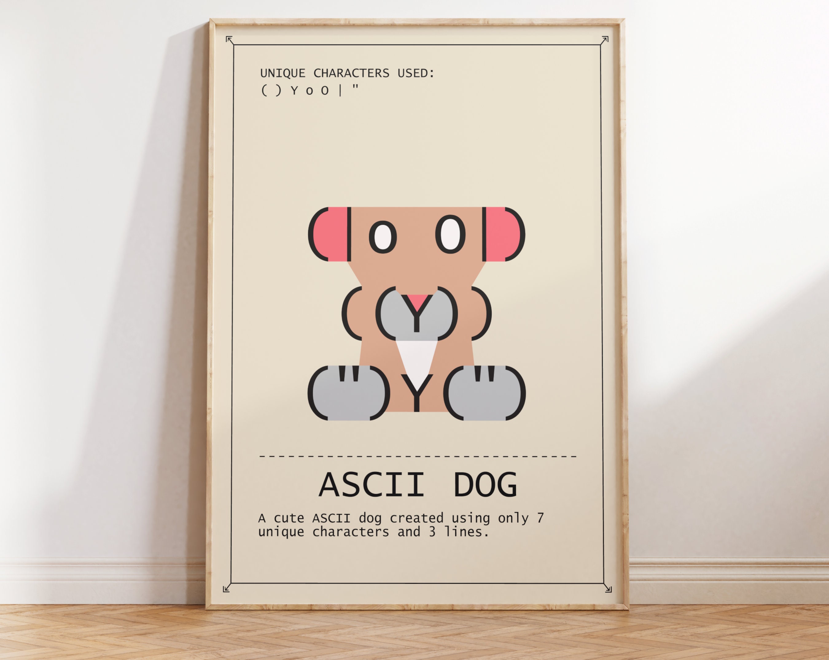 ASCII Dog Wall Art Modern Print Architecture Print Minimal Wall Art ...