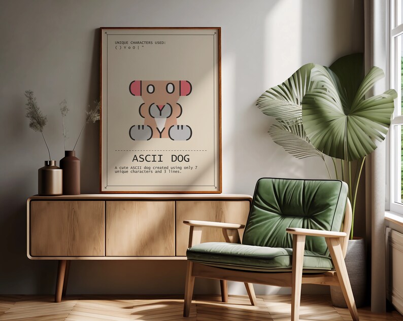 ASCII Dog Wall Art | Modern Print | Architecture Print | Minimal Wall ...