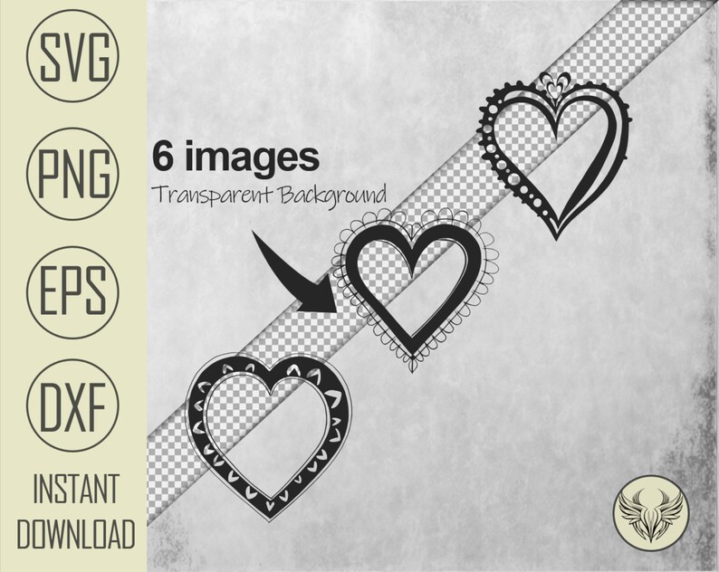 6 X Abstract Hearts SVG |clipart |PNG |cut File Vector Digital Dxf Png ...