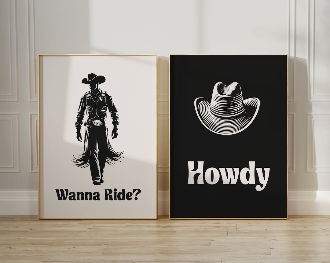 Cowboy Posters X 2 | Cowboy Poster | Country Decor| Home Decor| Text ...