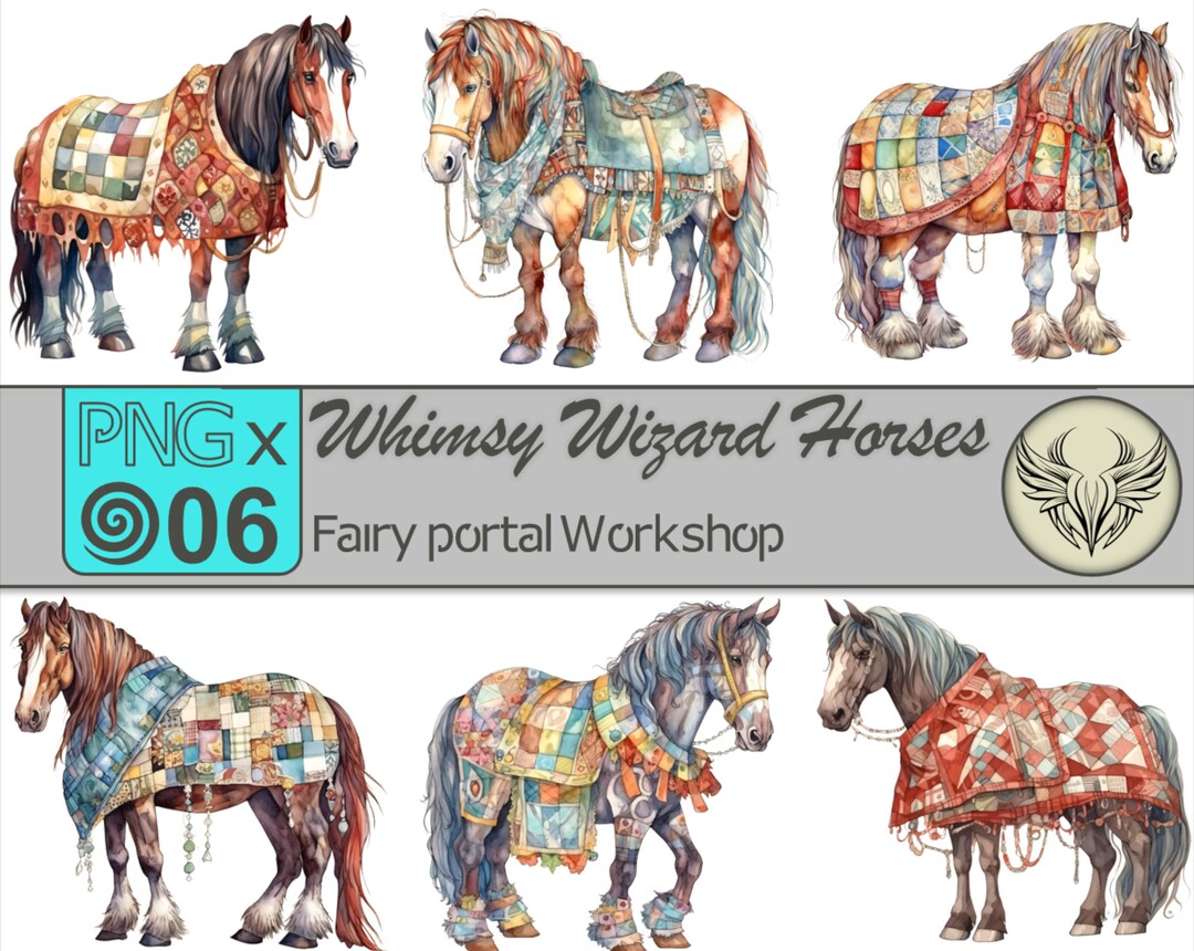 Clipart 8 PNG Whimsy Wizard Horses horse Clipart Set - Etsy Australia