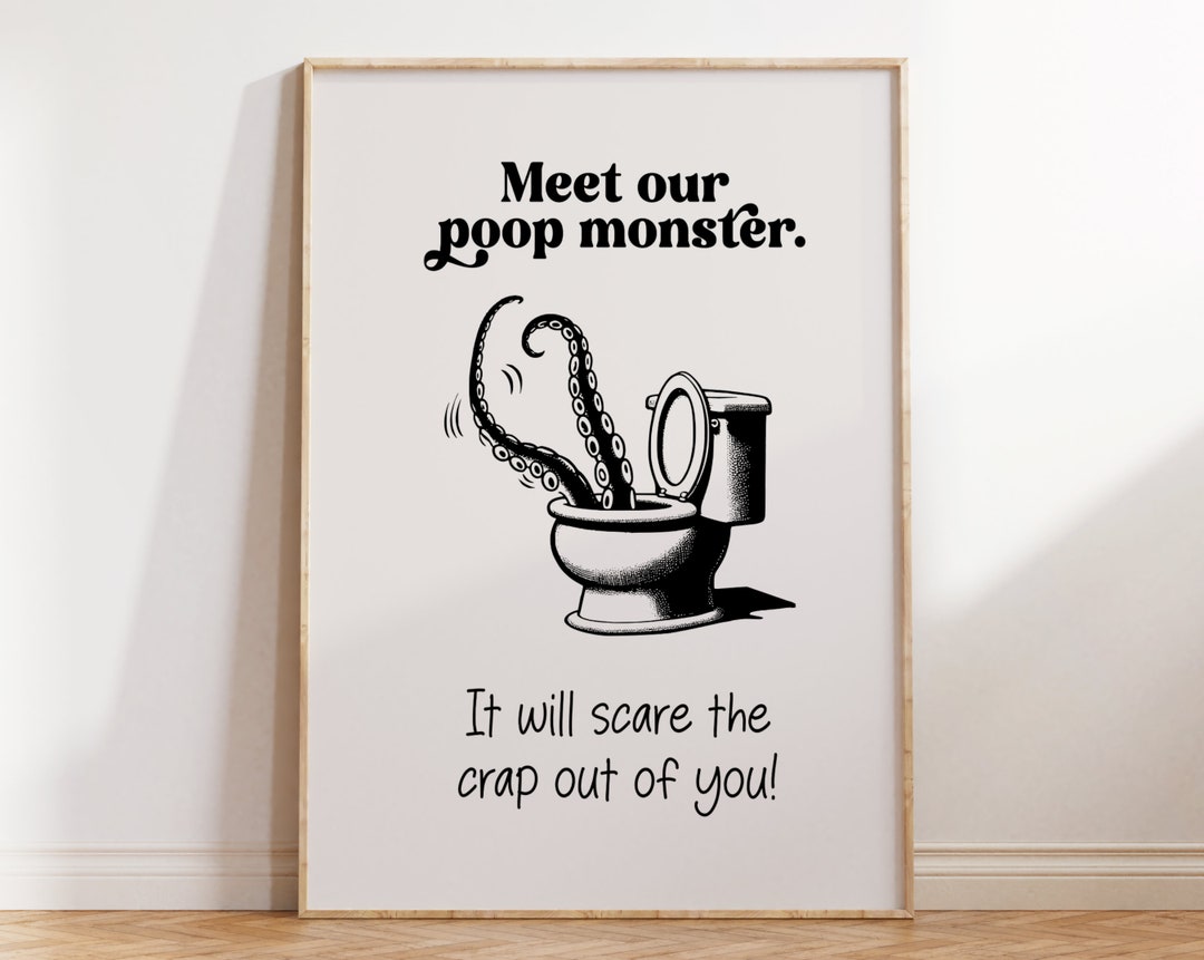 Poop Monster Print | Funny Bathroom Art | Toilet Humor| Home Decor ...
