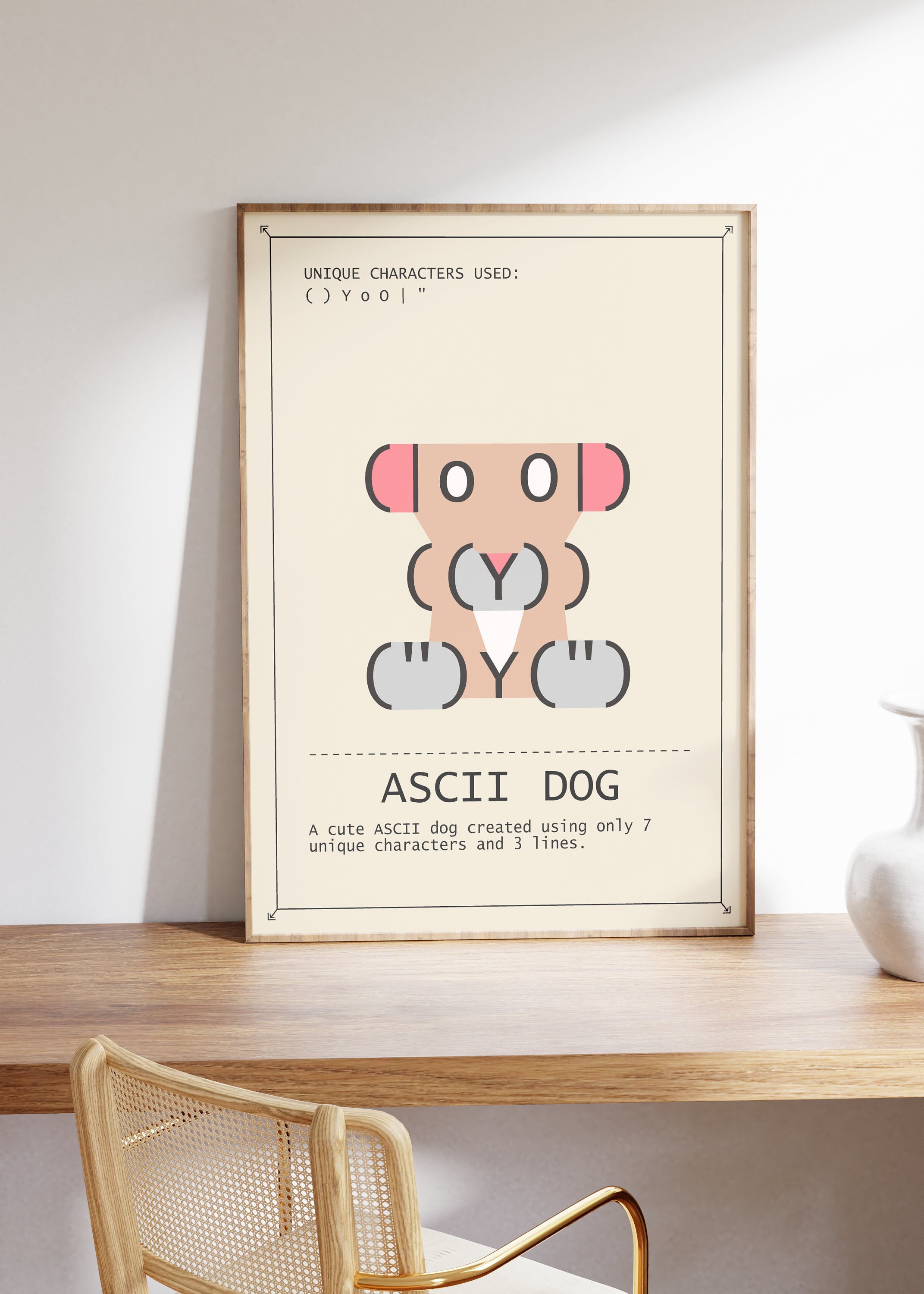 ASCII Dog Wall Art Modern Print Architecture Print Minimal Wall Art ...
