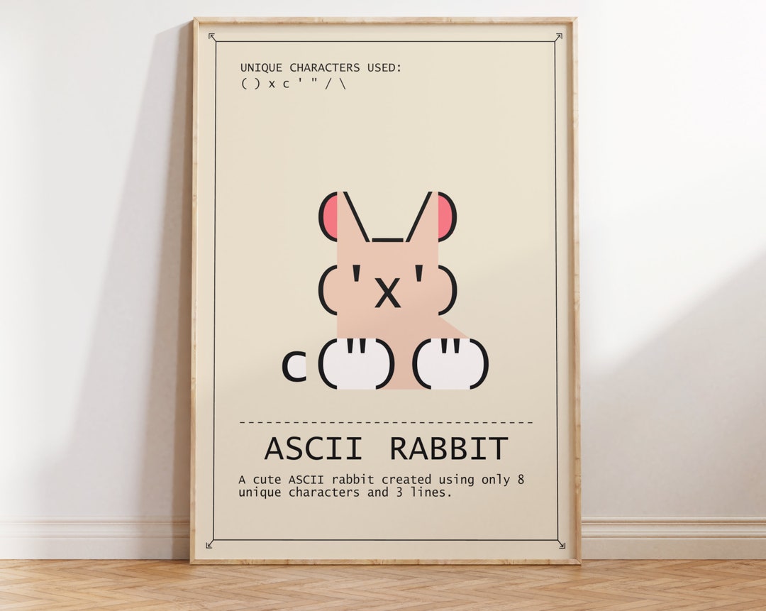 ASCII Rabbit Wall Art Modern Print Architecture Print Minimal Wall Art ...