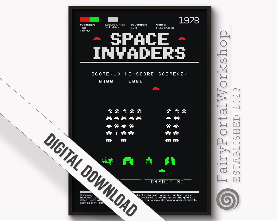 Space Invaders PRINTABLE Wall Art Space Invaders Poster Retro Game ...
