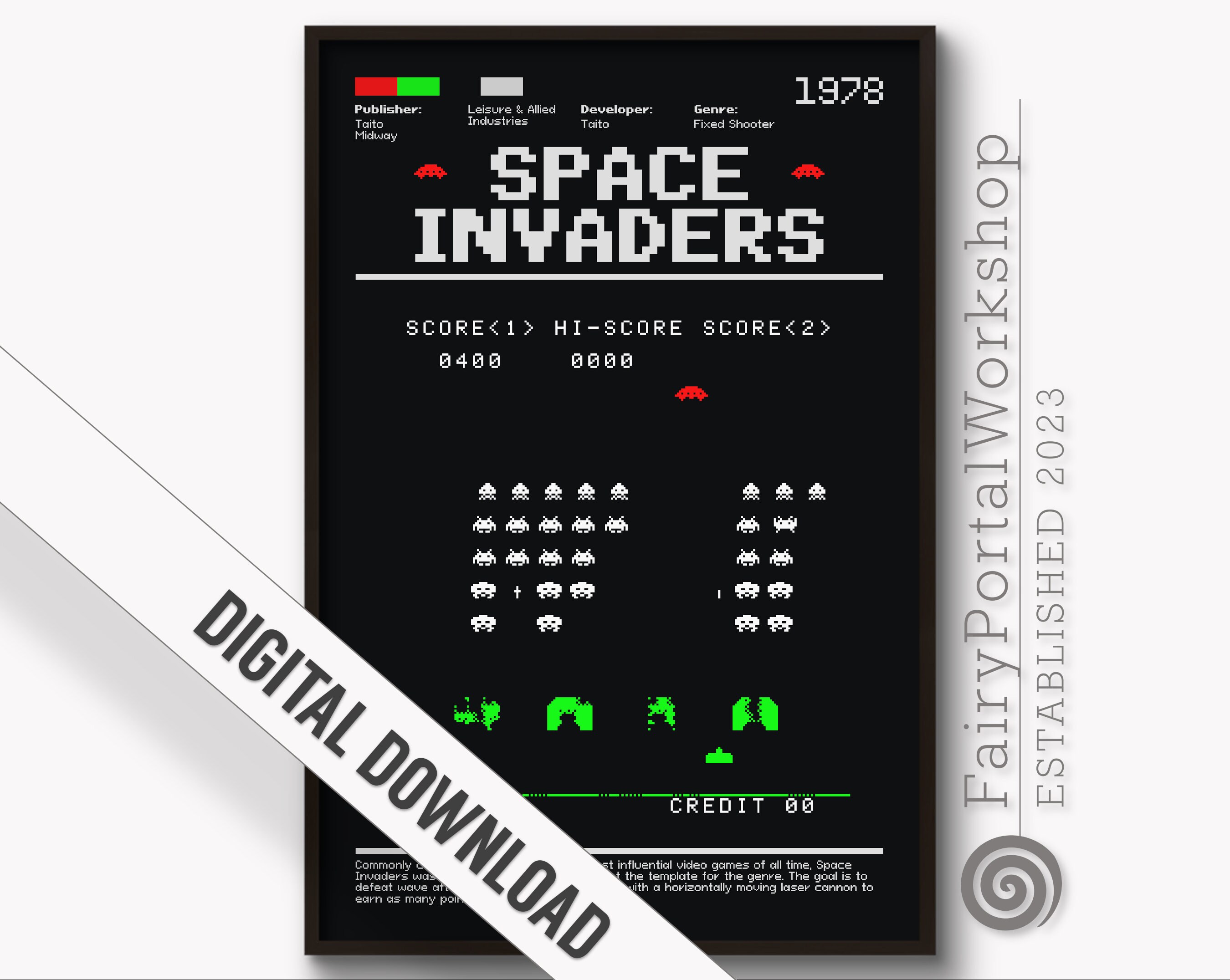 Space Invaders PRINTABLE Wall Art Space Invaders Poster Retro Game ...