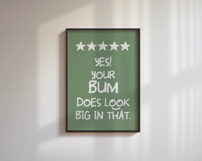 Big Bum Poster | 5 Star Poster | Funny Printable| Funny Poster| Strong ...