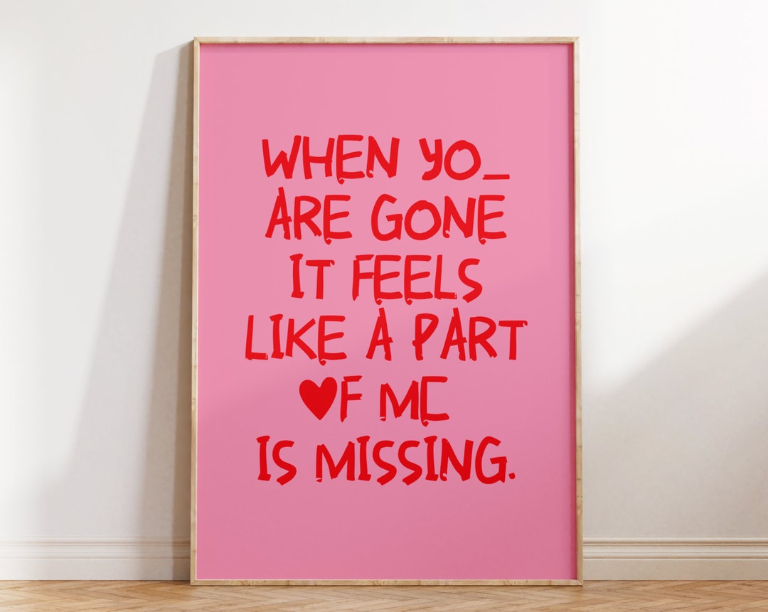 Missing You Poster | Quote Poster | Funny Printable| Heartfelt Poster ...
