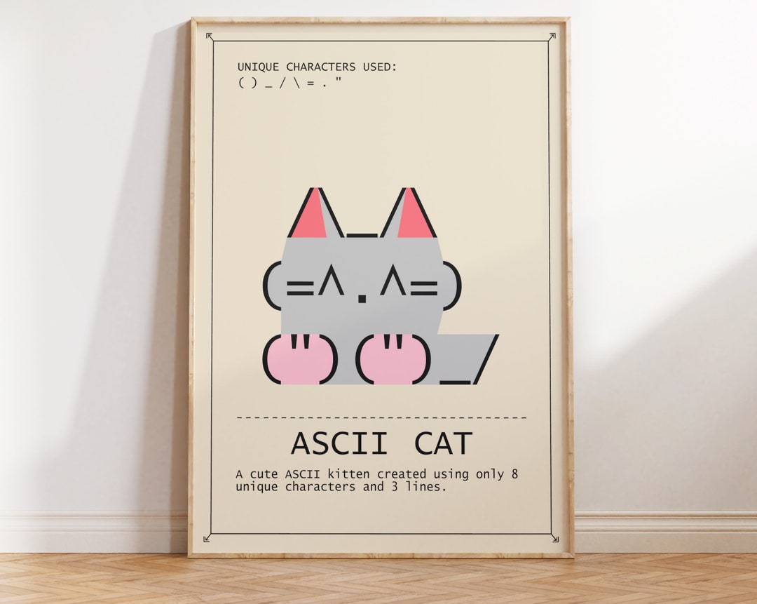ASCII Cat Wall Art | Modern Print | Architecture Print | Minimal Wall ...