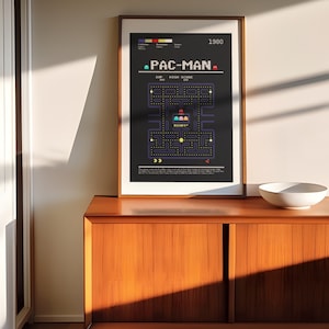 Pac-man PRINTABLE Wall Art | Pac-man Poster | Retro Game Print| Black ...