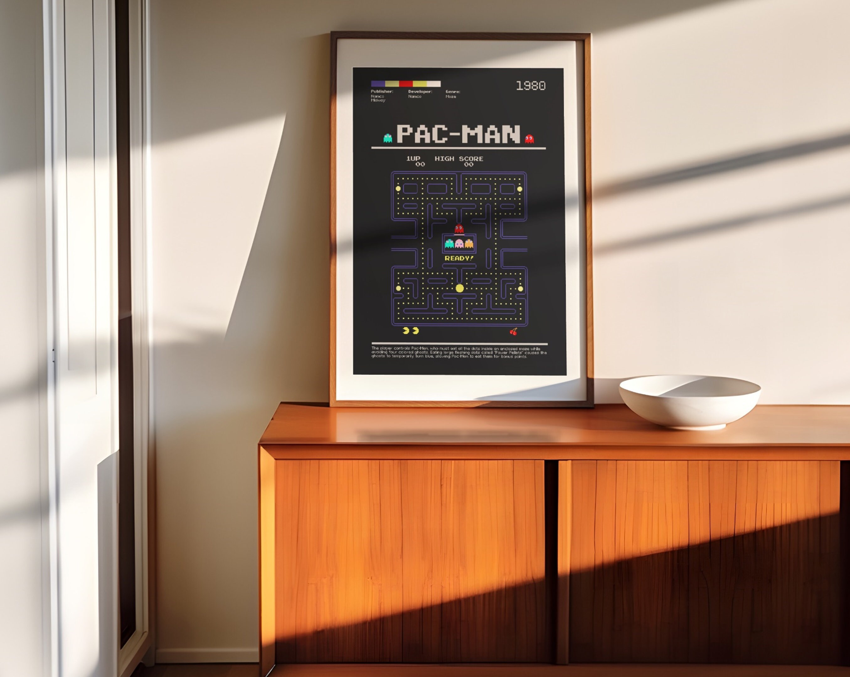 Pac-man PRINTABLE Wall Art | Pac-man Poster | Retro Game Print| Black ...