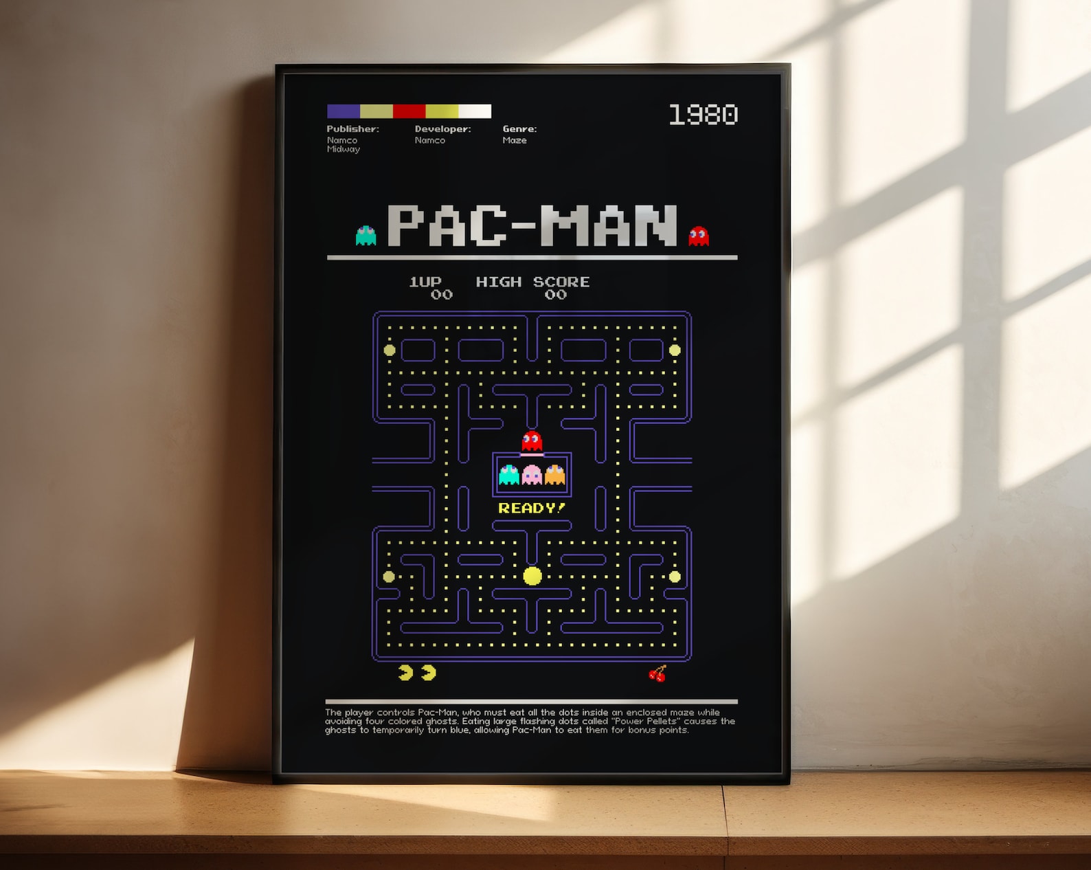 Pac-man PRINTABLE Wall Art | Pac-man Poster | Retro Game Print| Black ...