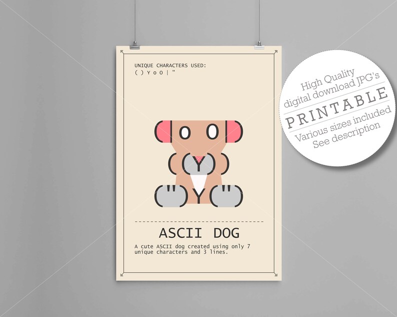 ASCII Dog Wall Art | Modern Print | Architecture Print | Minimal Wall ...