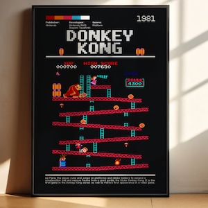 Donkey Kong PRINTABLE Wall Art Donkey Kong Poster Retro Game Print ...