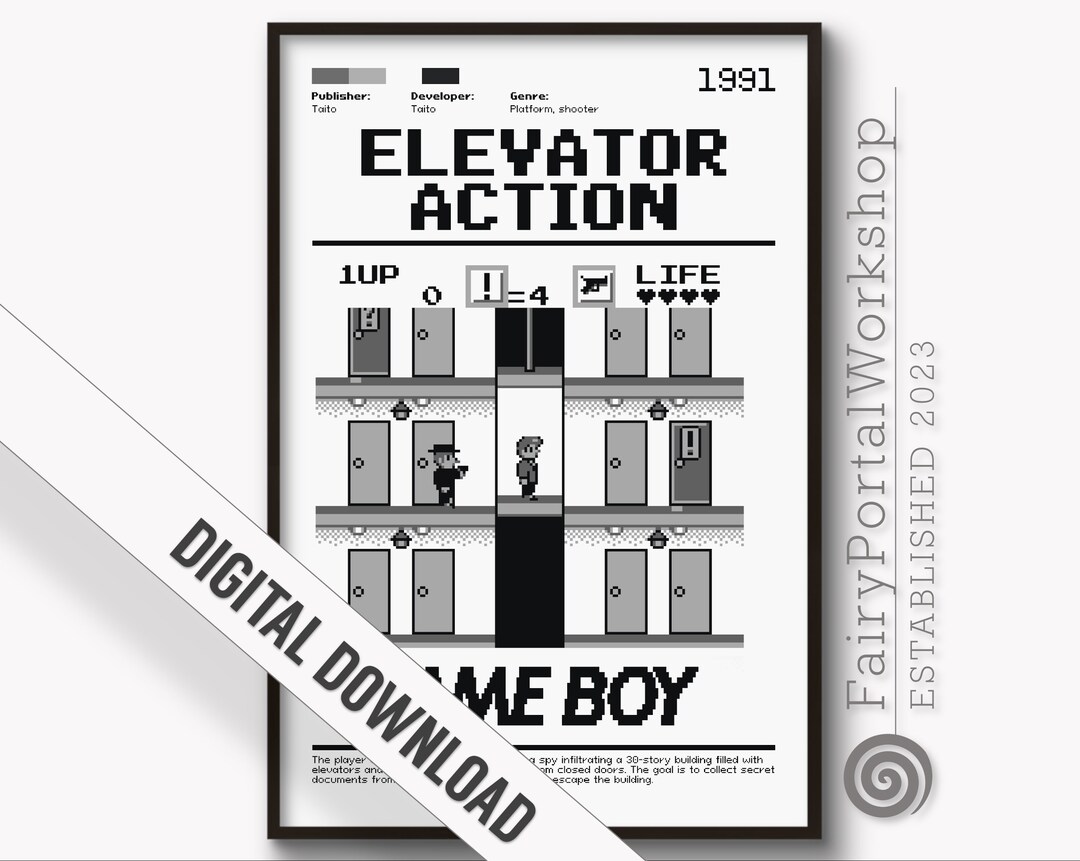 Elevator Action game Boy PRINTABLE Wall Art Elevator Action game Boy ...