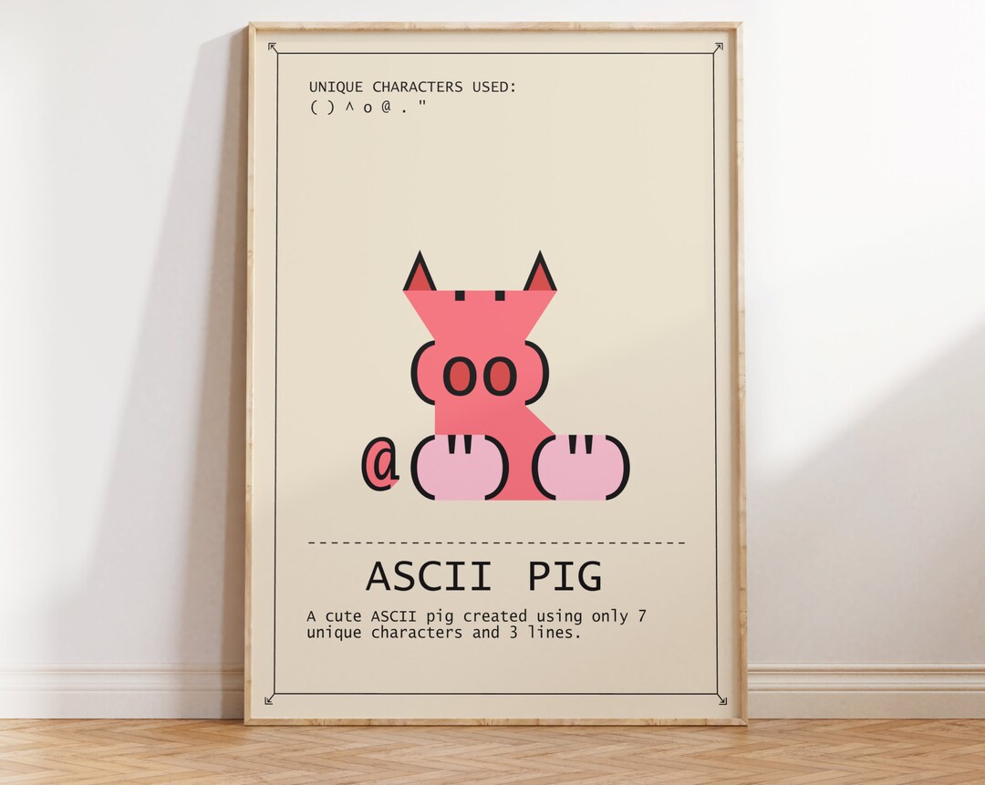 ASCII Pig Wall Art | Modern Print | Architecture Print | Minimal Wall ...