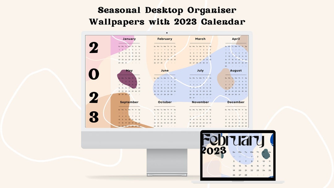 12 Desktop Organiser Wallpapers With 2023 Calendar january - Etsy