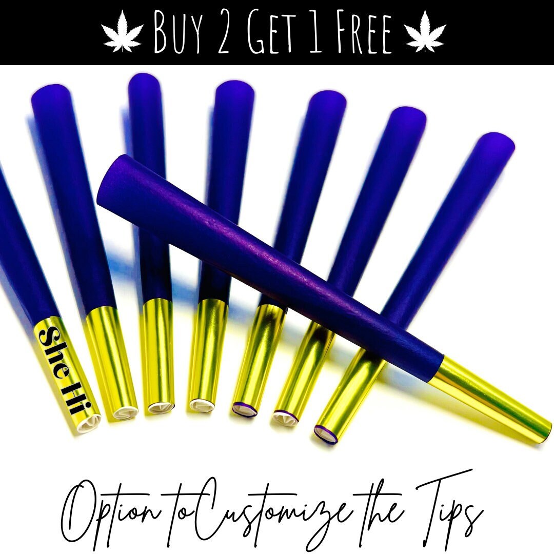 Purple Custom Prerolled Cones 8 Pack, Personalize, Natural Rolling ...