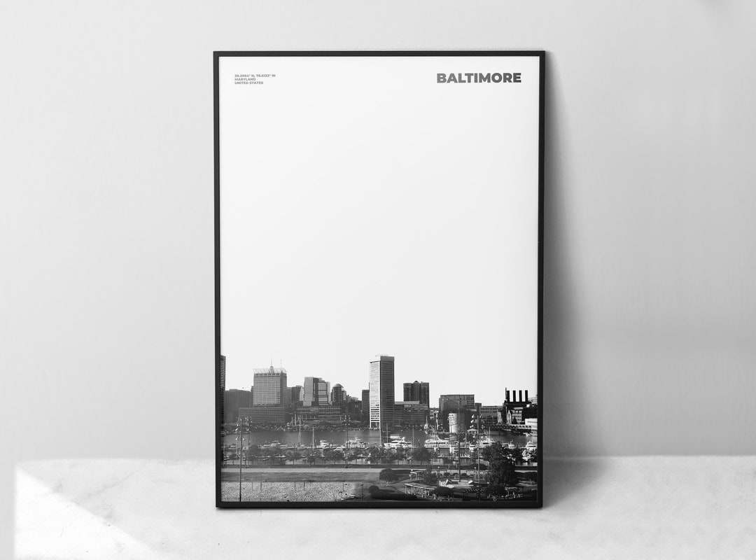 Baltimore Print Black and White, Baltimore Poster, Baltimore Wall Art ...