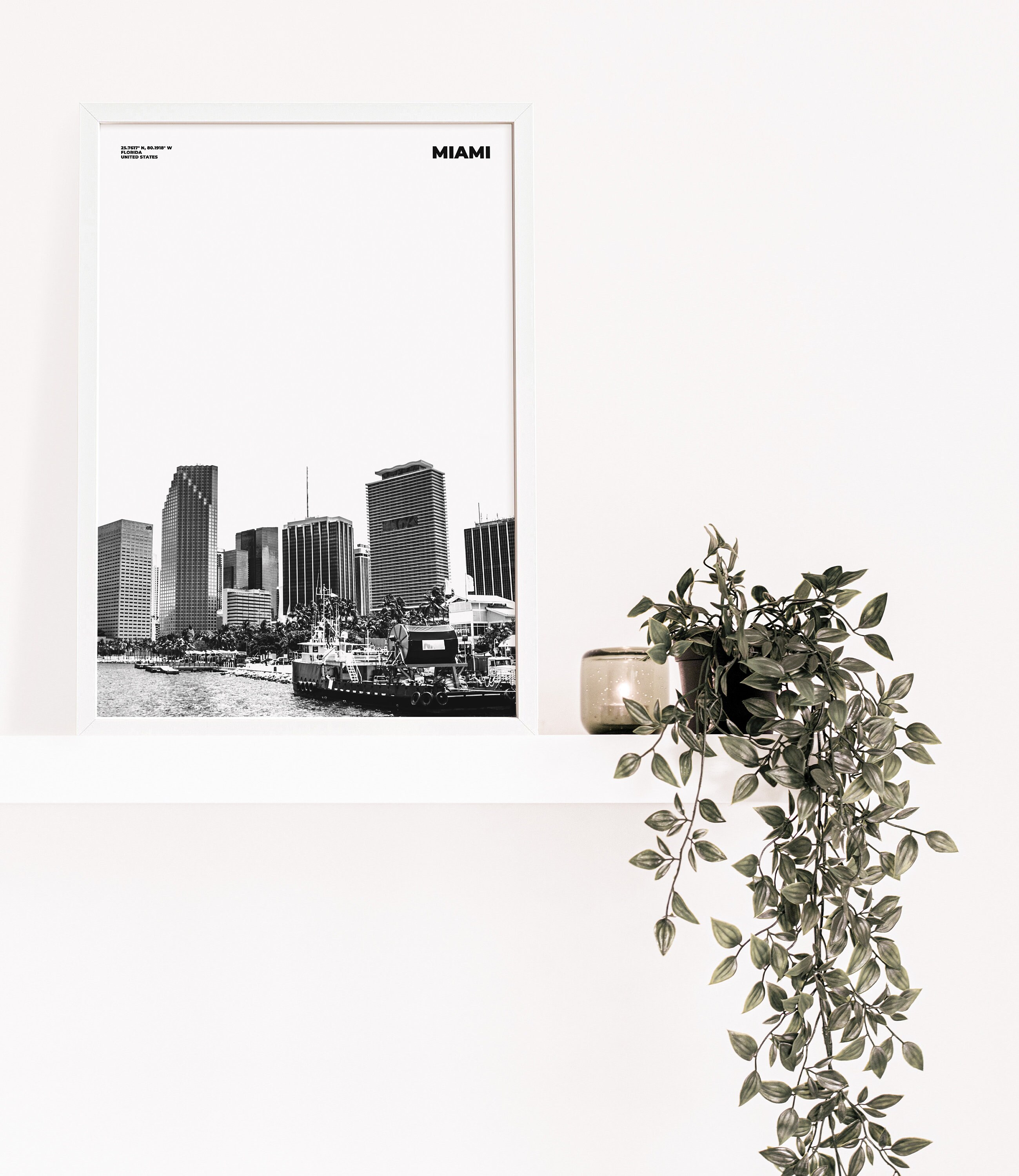 Miami Print Black and White, Miami Poster, Miami Wall Art, Miami Photo ...