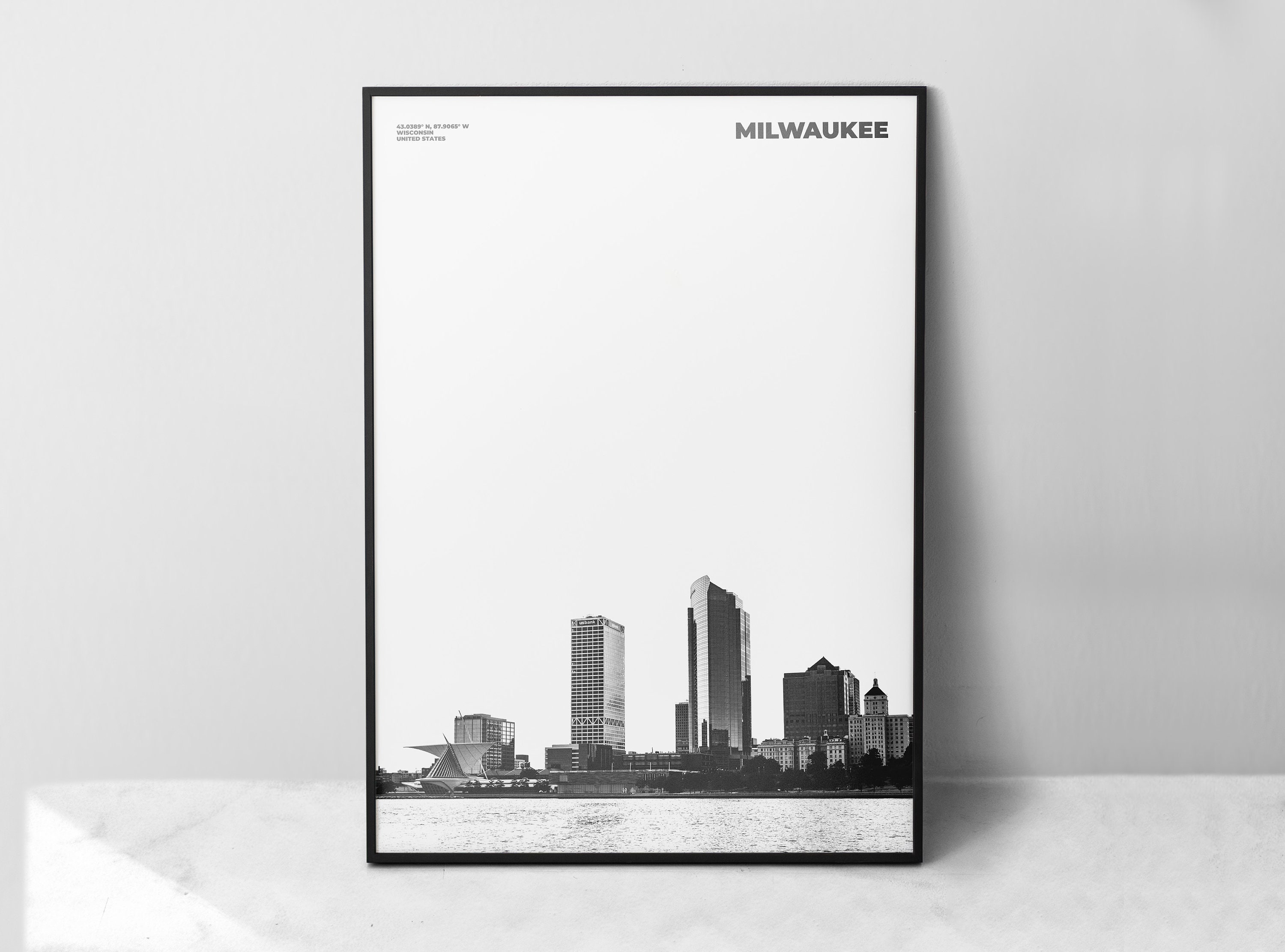 Milwaukee Print Black and White, Milwaukee Poster, Milwaukee Wall Art ...
