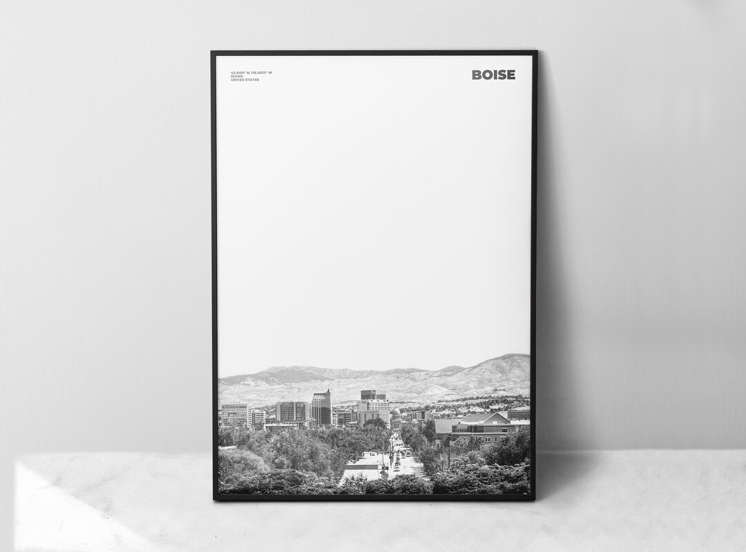 Boise Print Black and White, Boise Poster, Boise Wall Art, Boise Photo ...