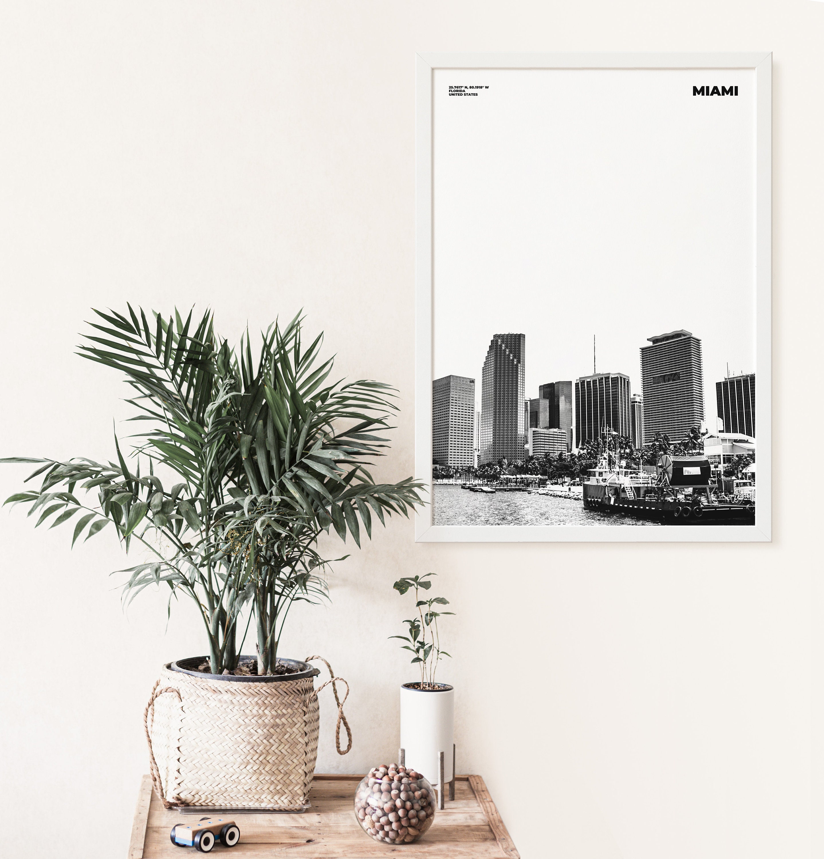 Miami Print Black and White, Miami Poster, Miami Wall Art, Miami Photo ...