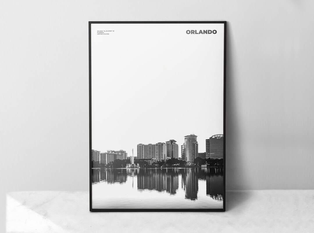 Orlando Print Black and White, Orlando Poster, Orlando Wall Art ...