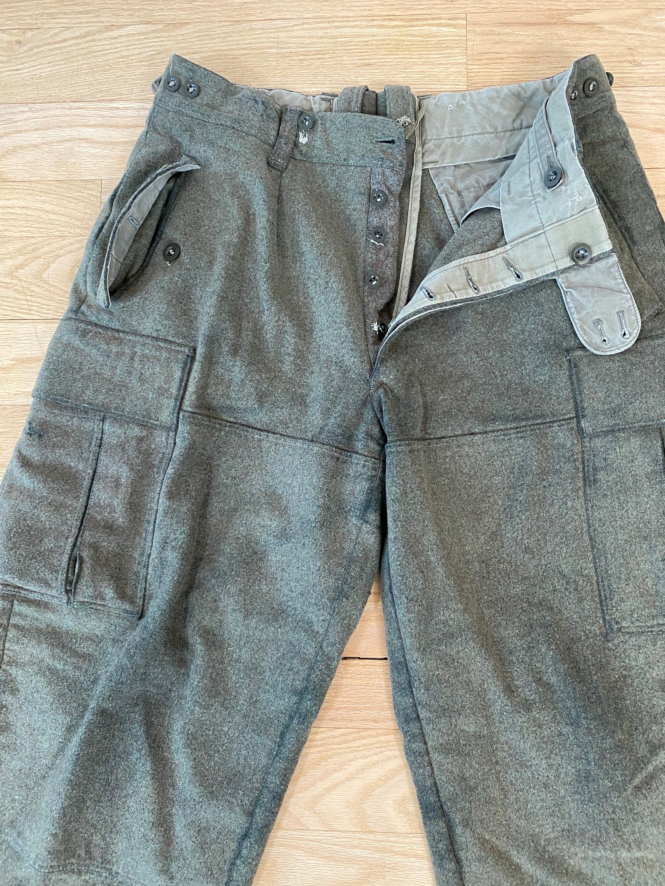 1960s Authentic German Military Pants, Size M, Heavy Green Wool, Cotton ...