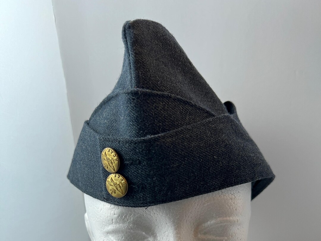 RCAF Wedge Cap, 1954 Vintage Wool Flight Cap, Garrison Cap With Brass ...