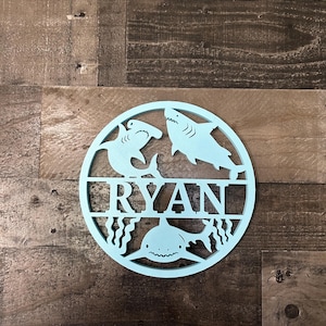 Personalized Shark Name Sign - 3D Printed Nursery Wall Decor - Custom ...