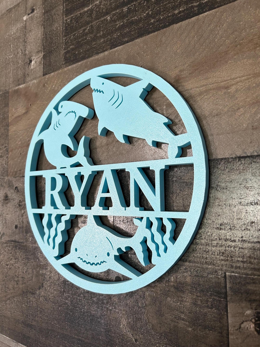 Personalized Shark Name Sign - 3D Printed Nursery Wall Decor - Custom ...