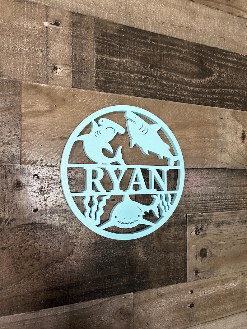 Personalized Shark Name Sign - 3D Printed Nursery Wall Decor - Custom ...