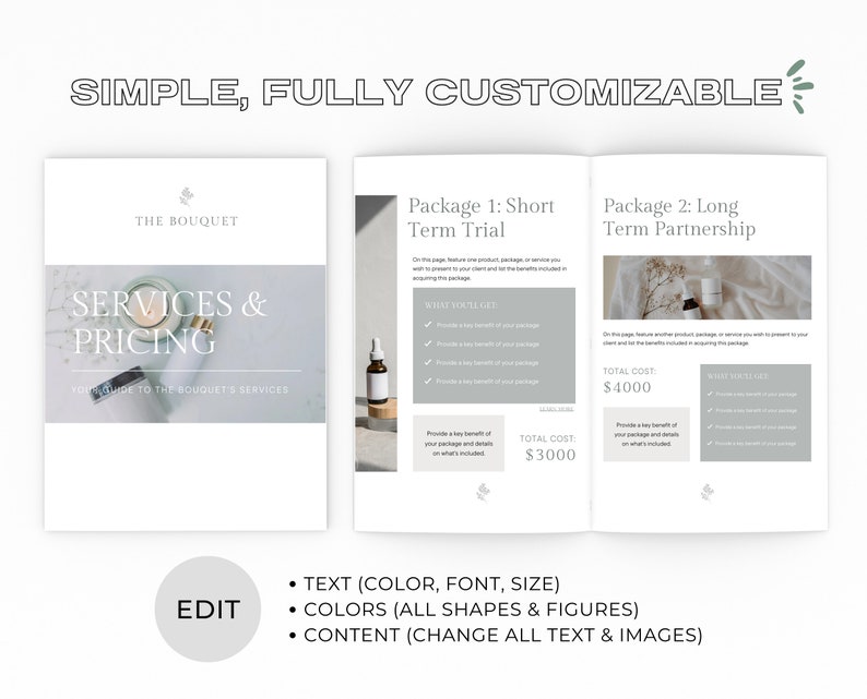 Price List Template Services and Pricing Guide Sales - Etsy