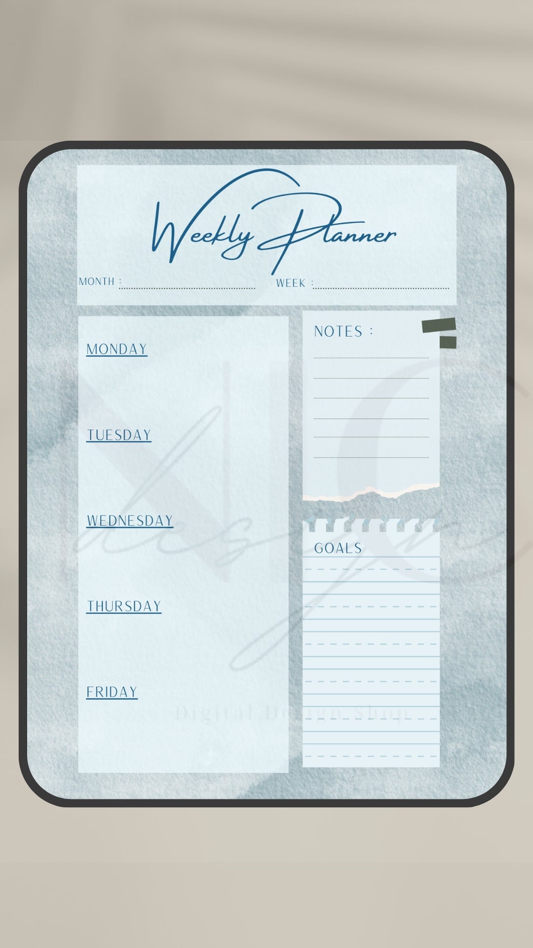 Weekly Planner | Digital Download | Pale Blue - Etsy