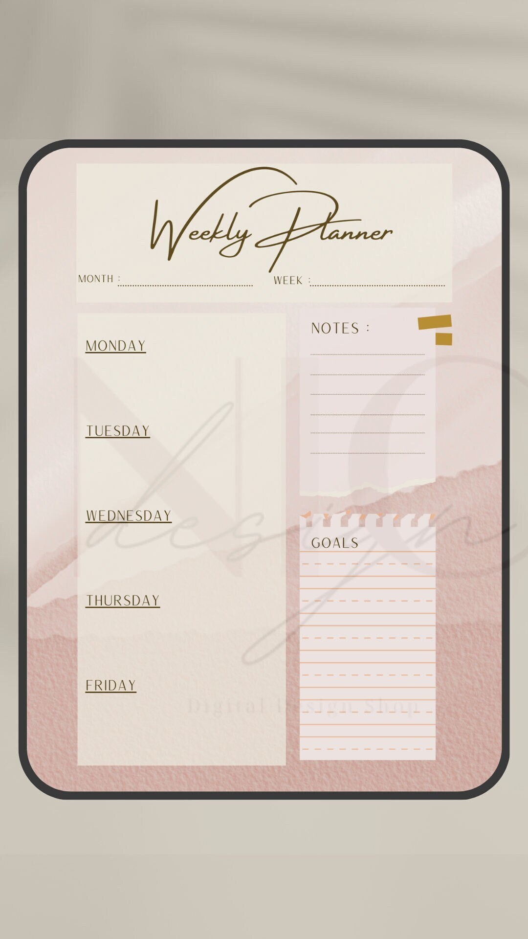 Weekly Planner Digital Download Nude - Etsy